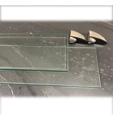 Set 2 Repisas Vidrio Cristal Flotante Baño 10mm 60x15cm Envío gratis