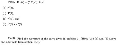 Solved Part A If r t t tº t find a r t b Chegg