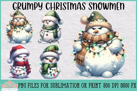 Grumpy Christmas Snowmen Clipart Bundle Graphic By Savvydesignsstl