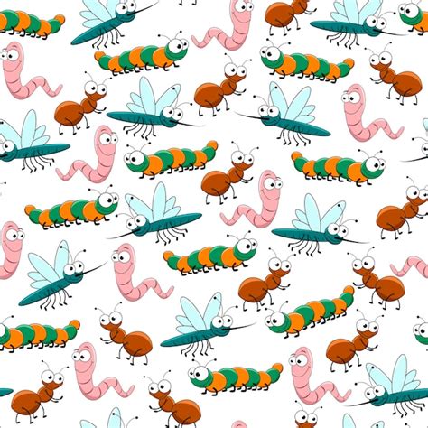 Premium Vector Seamless Pattern With Cute Insects