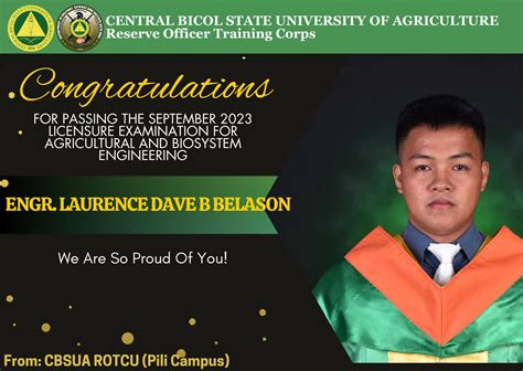 Congratulations To Our Cbsua Rotc Unit Pili Campus