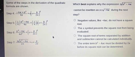 Some Of The Steps In The Derivation Of The Quadratic Which Best