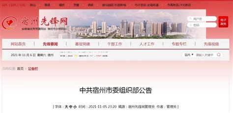 中共宿州市委组织部最新公告涉及我县这些领导 萧县人民政府