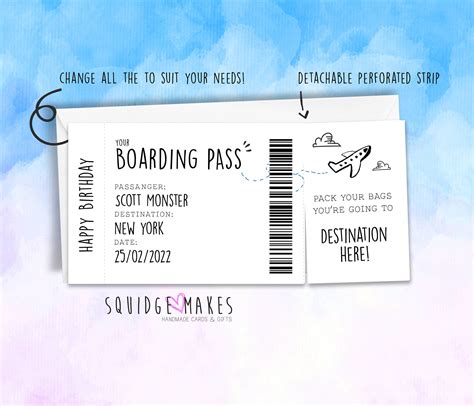 Personalised Boarding Pass Surprise Trip Reveal Gift Faux Fake Etsy