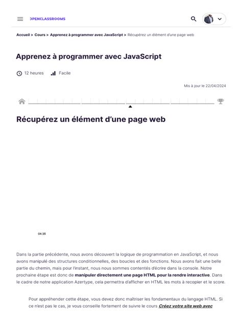 Récupérez Un Élément Dune Page Web Apprenez À Programmer Avec