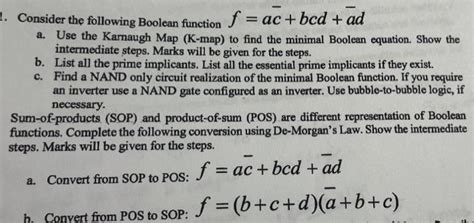 Solved Consider The Following Boolean Function F Ac Bcd Chegg