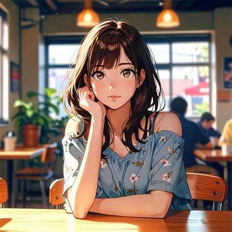 Create An Animestyle Illustration Of A Young And Beautif Premium Ai