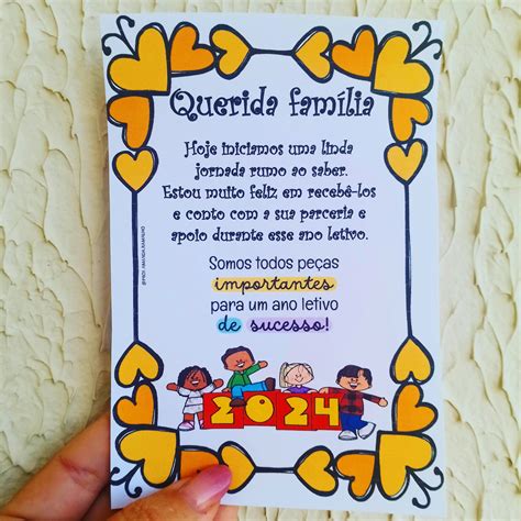 Bilhete de boas vindas para a família Prof Amanda ramalho