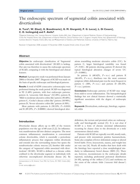 Pdf The Endoscopic Spectrum Of Segmental Colitis Associated With Diverticulosis