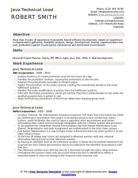 10 Java Technical Lead Resume Samples And Templates For 2025