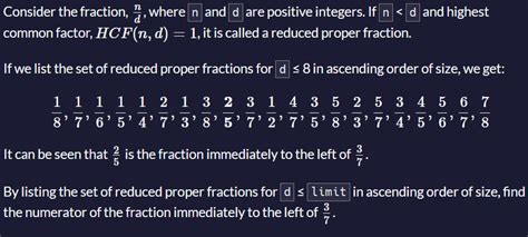 project euler problems 71 80 problem 71 ordered fractions by