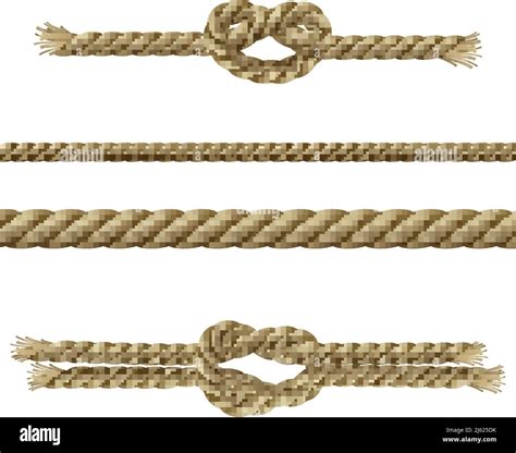 Twisted Ropes Nodes And Sailor Knots Decorative Set Isolated Vector Illustration Stock Vector