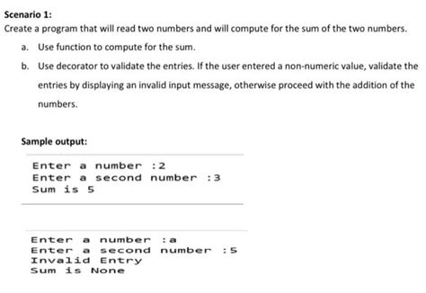 Solved Scenario 1 Create A Program That Will Read Two