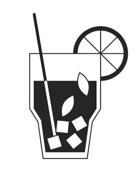 Premium Vector Cocktail Summer Drink Flat Monochrome Isolated Vector