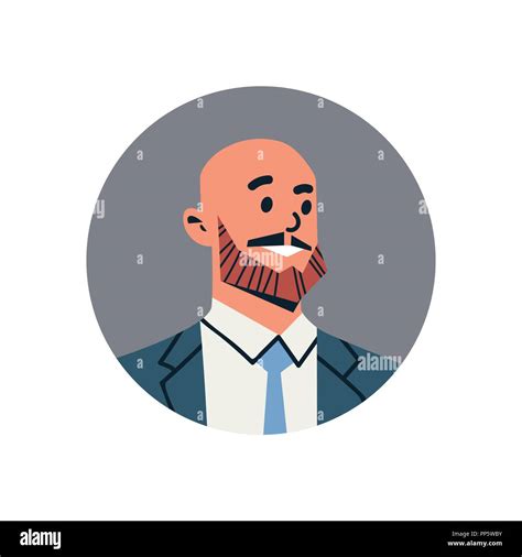 Bald Head Businessman Avatar Man Face Profile Icon Concept Online Support Service Male Cartoon
