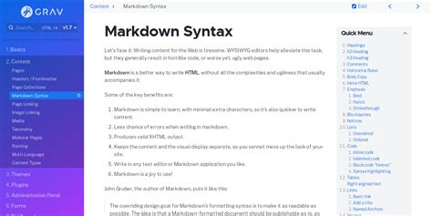 Markdown Syntax Grav Documentation