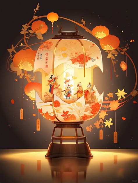 Ai插画｜中国风中秋氛围感灯笼 花瓣网