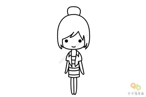 扎丸子头的小女孩简笔画 女孩简笔画