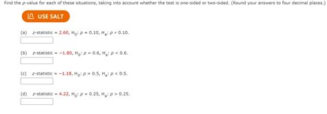 Solved Find The P Value For Each Of These Situations Taking Chegg