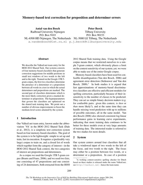 pdf memory based text correction for preposition and determiner errors