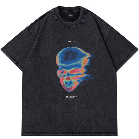 Blue Skull Unisex Men Women Streetwear Graphic T Shirt