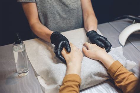 Beautician Applying Cream On Client Hands Beauty Salon Hands Massage