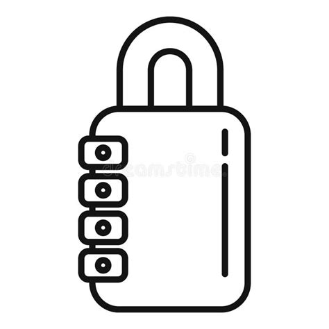 cipher padlock icon outline vector data encryption stock vector