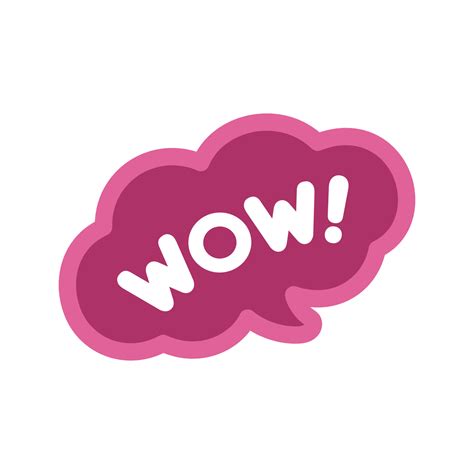 Wow Speech Bubble Icon Cute Black Text Lettering Vector Illustration
