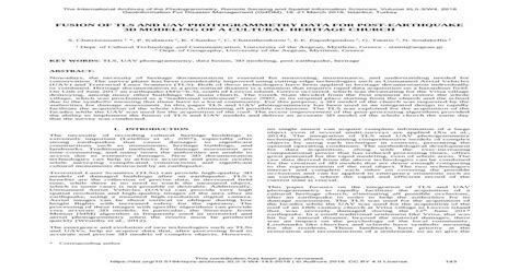 pdf fusion of tls and uav photogrammetry data for … fusion of tls