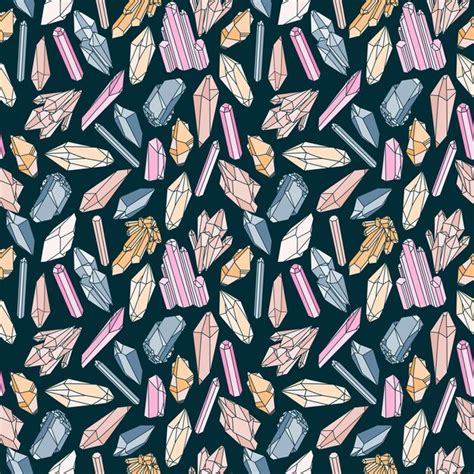 Premium Vector Set Of Geometric Colorful Crystals Seamless Pattern Vector Illustration Background