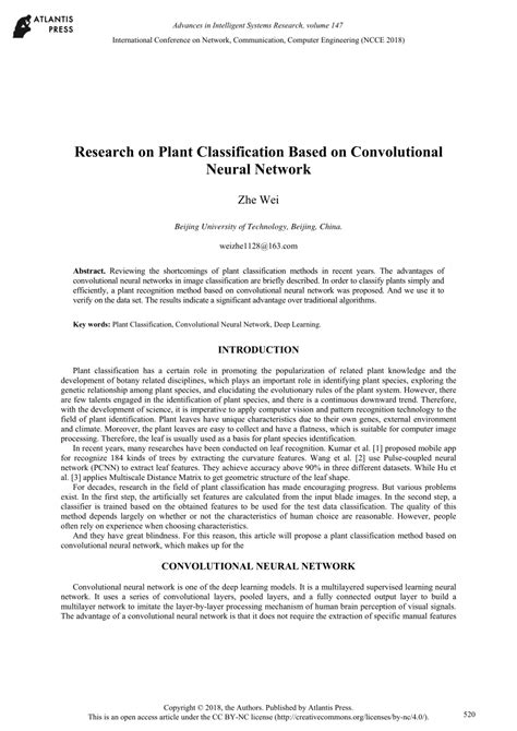PDF Research On Plant Classification Based On Convolutional Neural Network