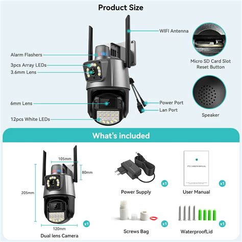 4K 8MP WiFi Camera Dual Lens Dual Screen PTZ IP Camera Outdoor