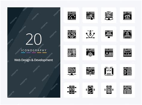 free vector 20 web design and development solid glyph icon for
