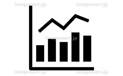 折れ線グラフと棒グラフの黒の線画アイコンのイラスト素材 [255215052] イメージマート