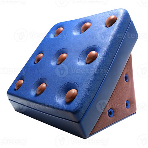 Blue And Brown Triangular Foam Block With Circular Indents And