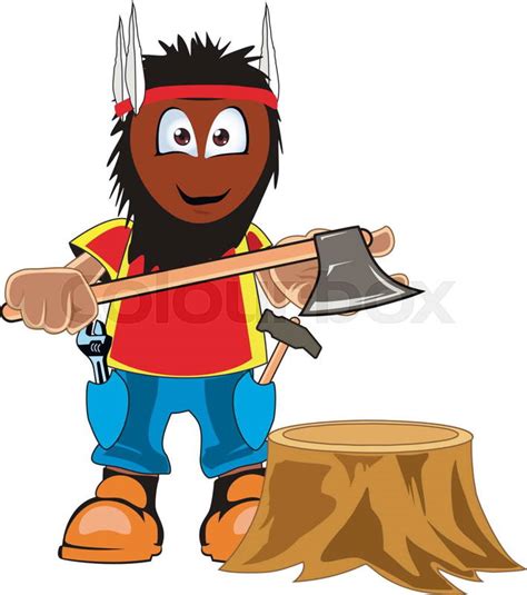 Cartoon Lumberjack Holding An Axe Isolated On White Stock Vector