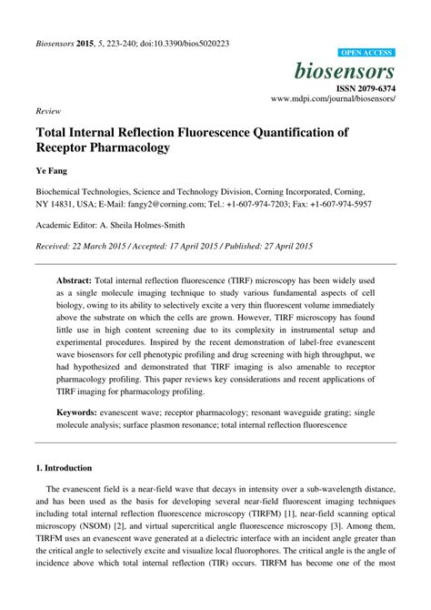 Pdf Total Internal Reflection Fluorescence Quantification Of Receptor