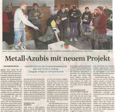 Metall Azubis Mit Neuem Projekt Kreishandwerkerschaft