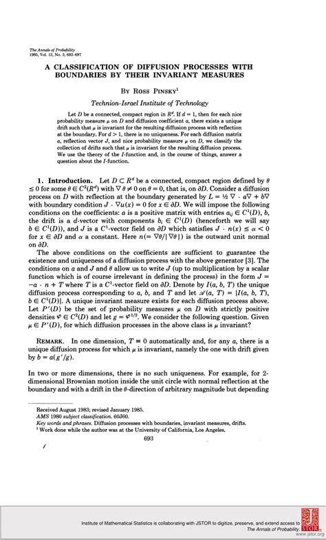 Pdf A Classification Of Diffusion Processes With Boundaries By Their