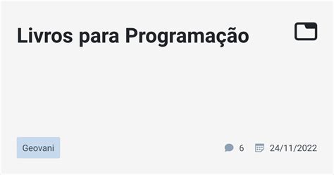 Livros Para Programação · Geovani · Tabnews