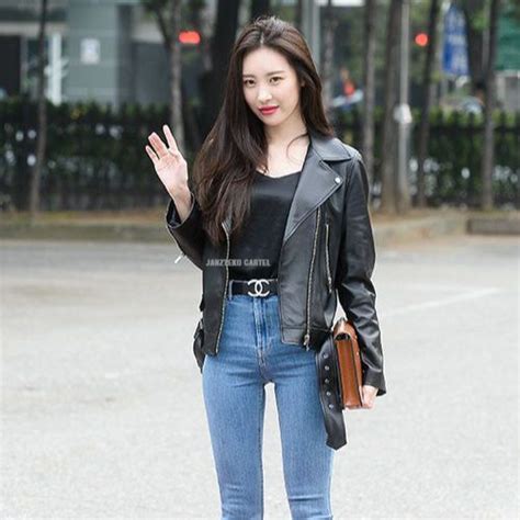 JNK X SUNMI Jaket Kulit Wanita Crop Faux Synthetic Leather Premium