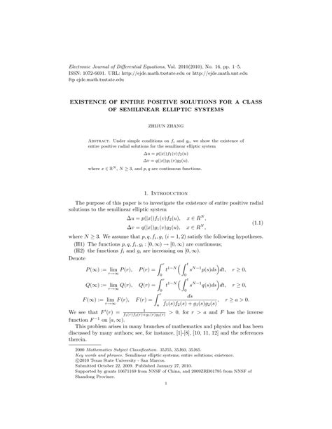 Pdf Existence Of Entire Positive Solutions For A Class Of Semilinear