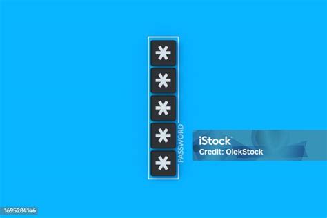 Word 암호 별표 기호가 있는 단추 보호 개념입니다 계정 액세스 개인 데이터의 보안 사이버 공격 비밀 코드 온라인 신분증 컴퓨터 키입니다 시스템 해킹 3d 렌더링 3차원