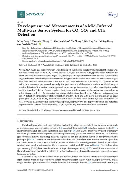 Development And Measurements Of A Mid Infrared Multi Gas Sensor System