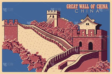 海报明信片剪贴画北京旅游目的地建筑无人绘画插图计算机制图计算机图形学