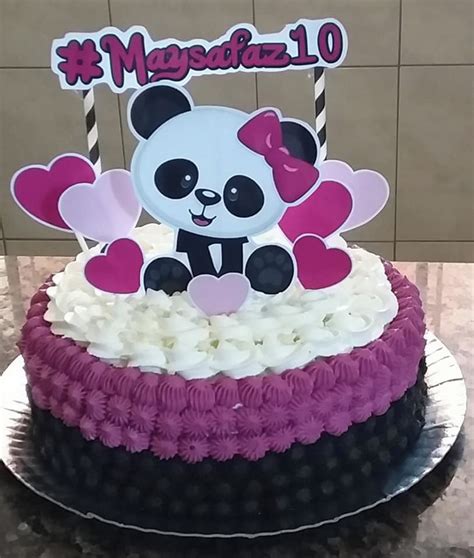 Topper De Bolo Panda Loja Kath`s Elo7 Produtos Especiais