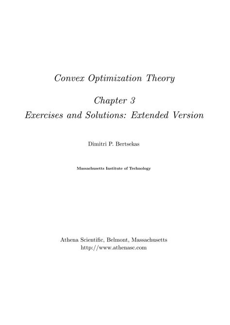 Convex Optimization Theory Chapter Exercises Athena Scientific