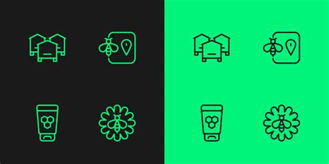 꽃 위에 벌 꿀이 든 화장품 튜브 꿀벌을 위한 벌집 위치 아이콘을 설정합니다 벡터 0명에 대한 스톡 벡터 아트 및 기타 이미지 0명 검은색 곤충 Istock