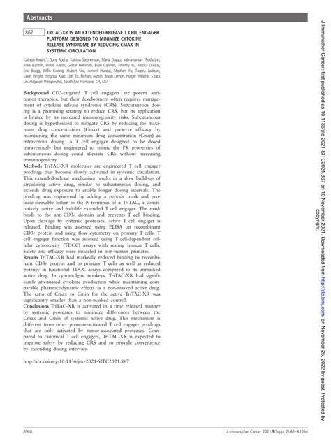 Pdf 867 Tritac Xr Is An Extended Release T Cell Engager Platform