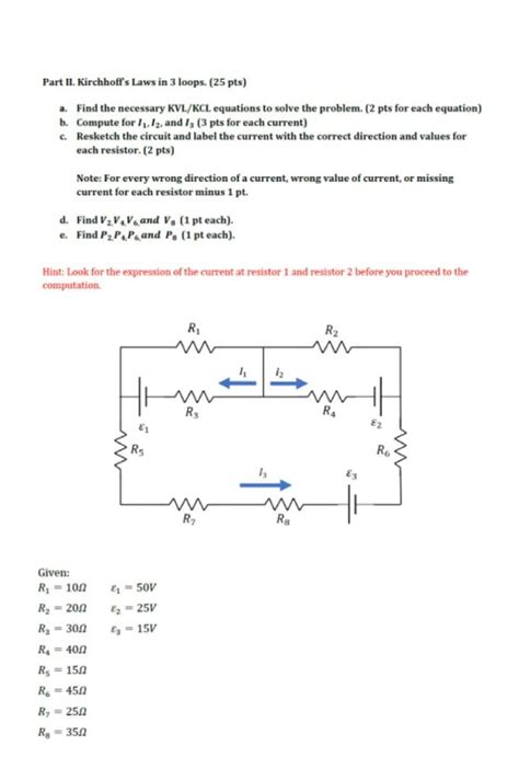Solved Part II Kirchhoff S Laws In 3 Loops 25 Pts A Chegg Com